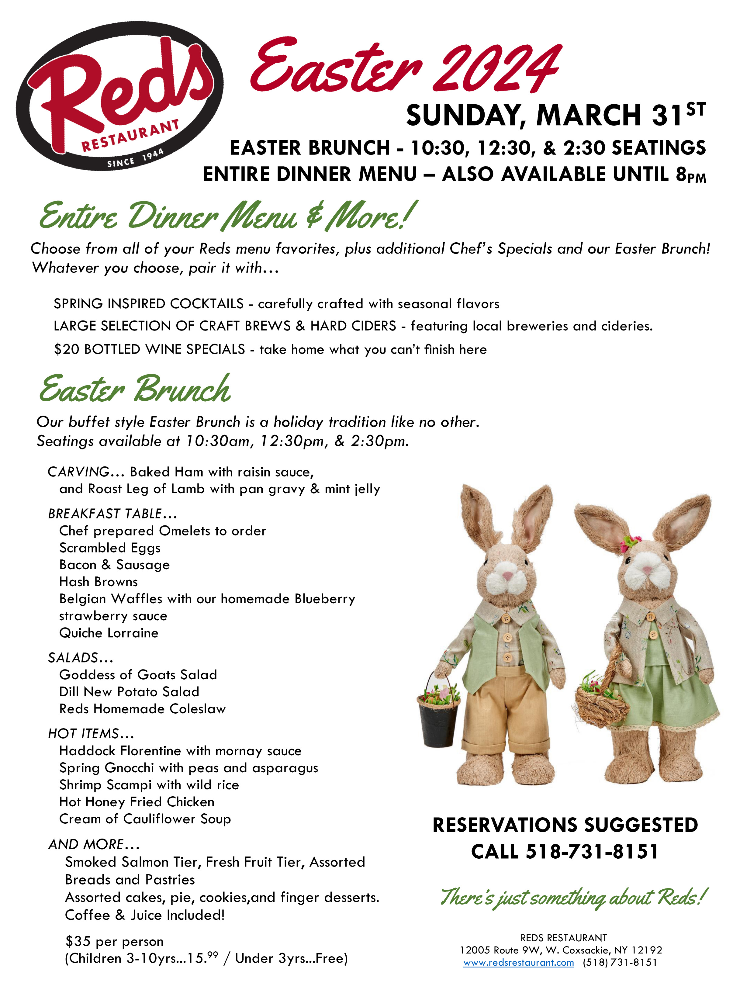 Events - Reds Restaurant | Fresh Seafood & Wine Bar in Coxsackie